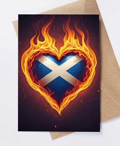 Saltire heart in flames - Tartan Paint